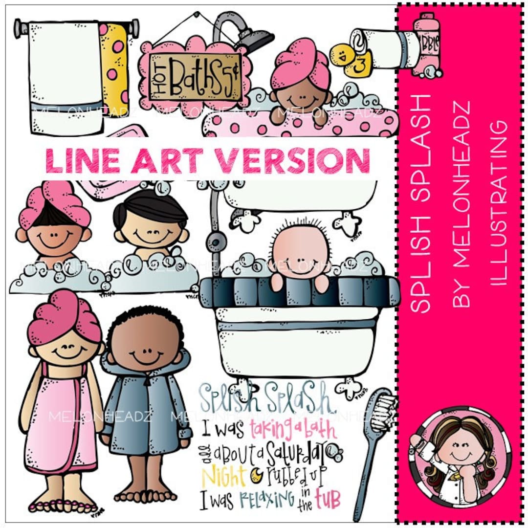 Splish Splash Clip Art - LINE ART - Etsy