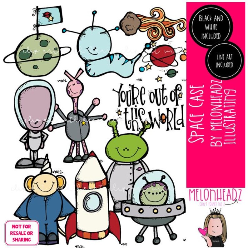 Space Case Clip Art, Alien Clip Art, Outer Space Clip Art COMBO PACK - Etsy