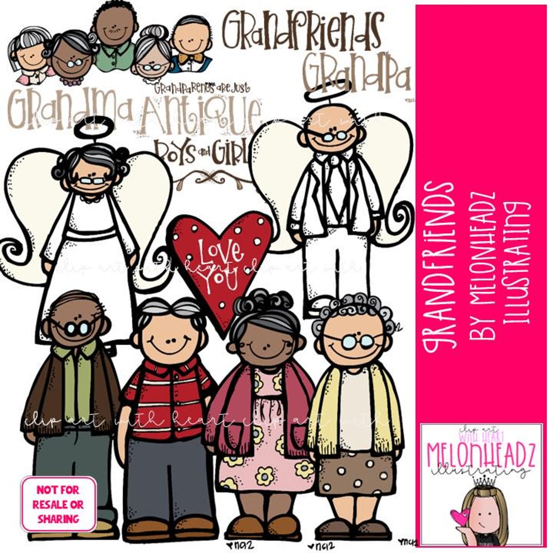 Grandfriends Clip Art, Grandparent, Elderly COLORED Version - Etsy