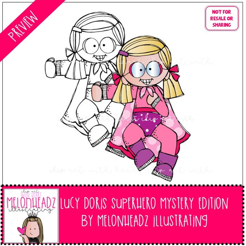 Lucy Doris Superhero Clip Art Digi Stamps Mystery Edition Mini - Etsy