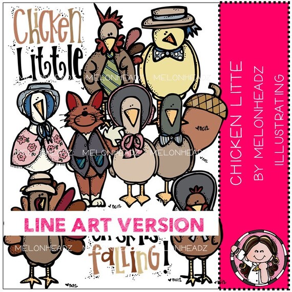 Chicken Little Clip Art LINE ART | Etsy