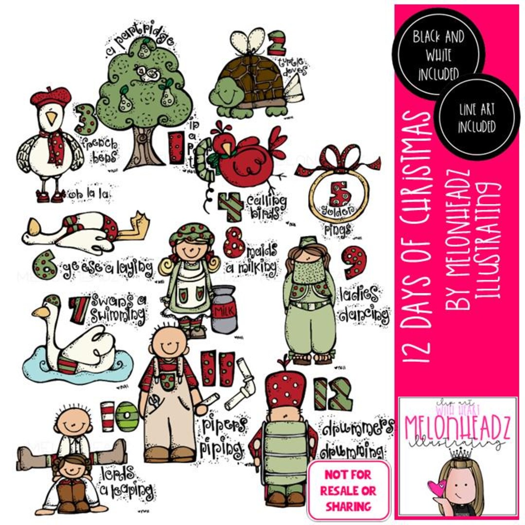 12 Days of Christmas Clip Art COMBO PACK - Etsy