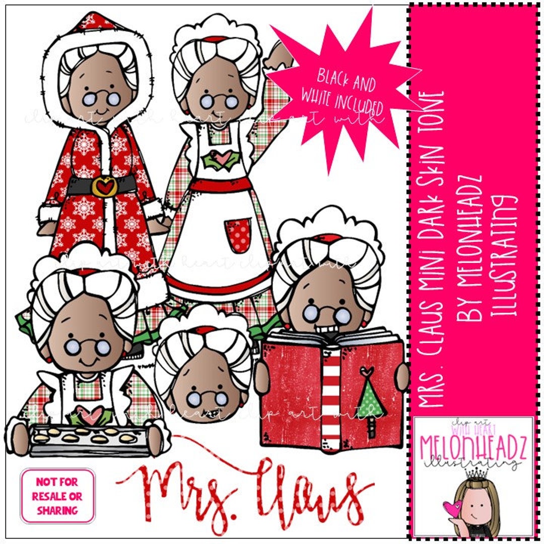 Mrs. Claus Winter Christmas CLIPART Dark Skin Tone- Mini - Etsy