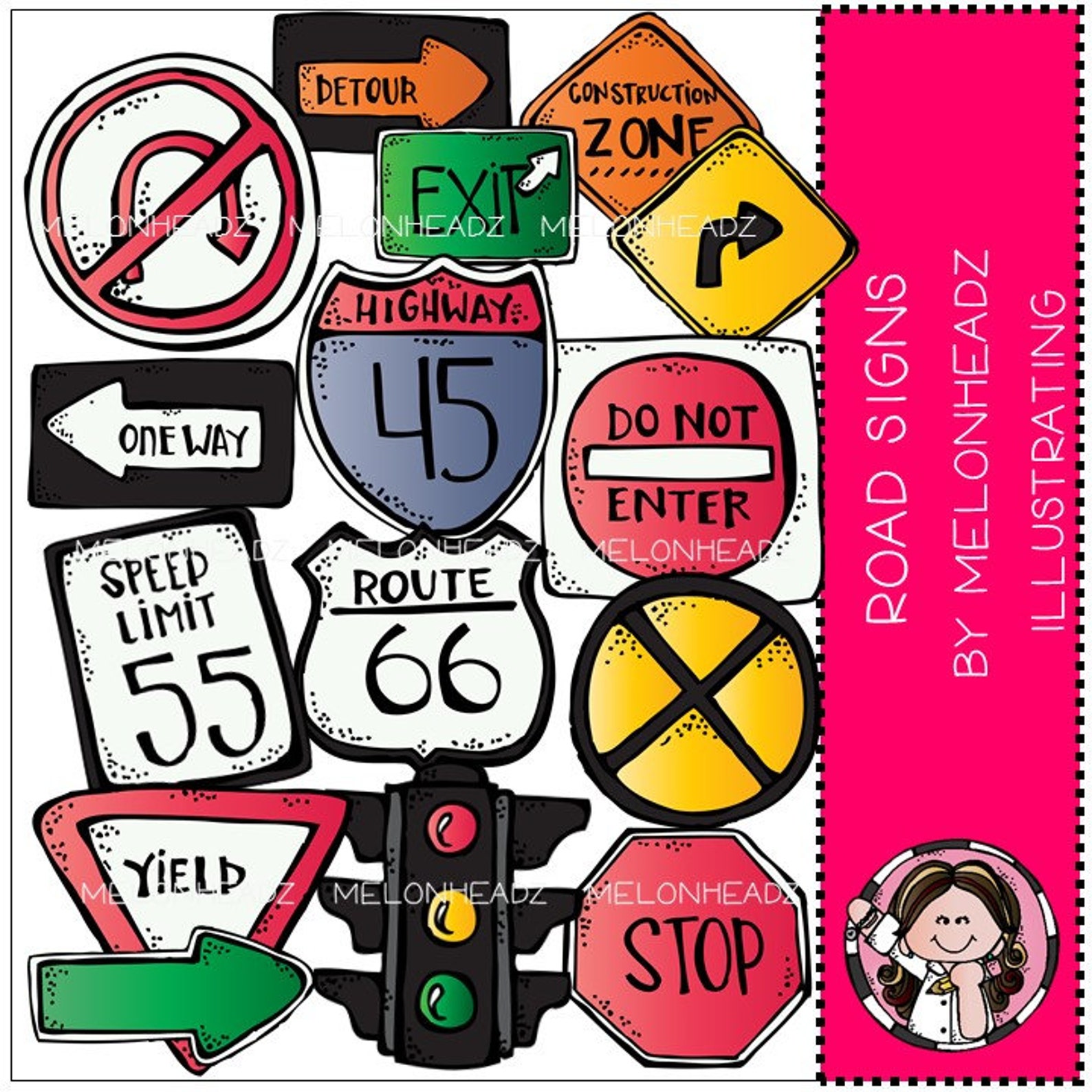 Road Signs Clip Art - COMBO PACK - Etsy