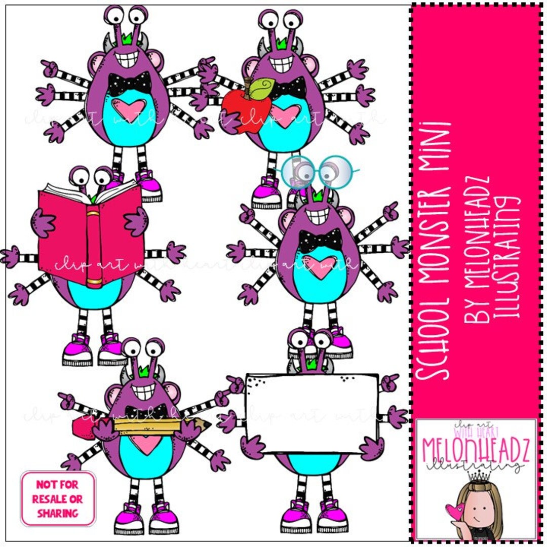 School Monster Clip Art - Mini - Etsy