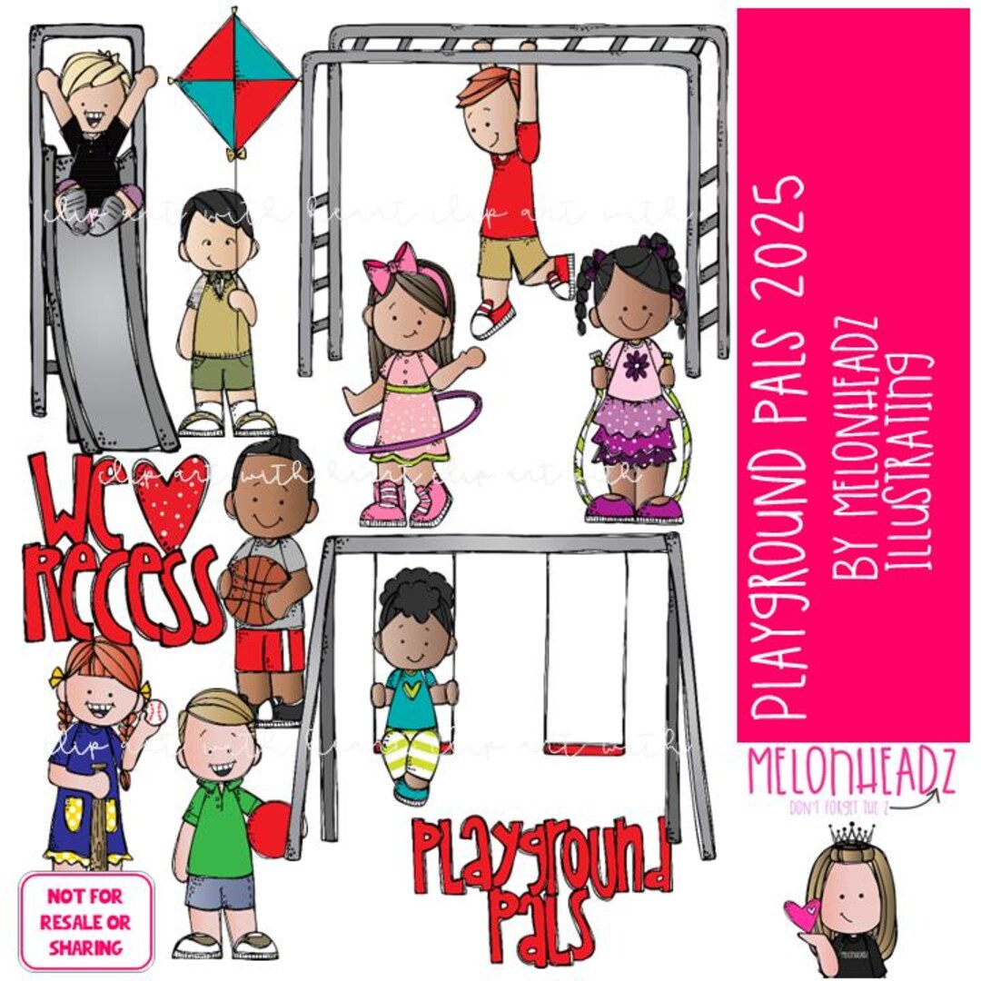 Playground Pals Clip Art, Recess Clip Art COLORED Version - Etsy