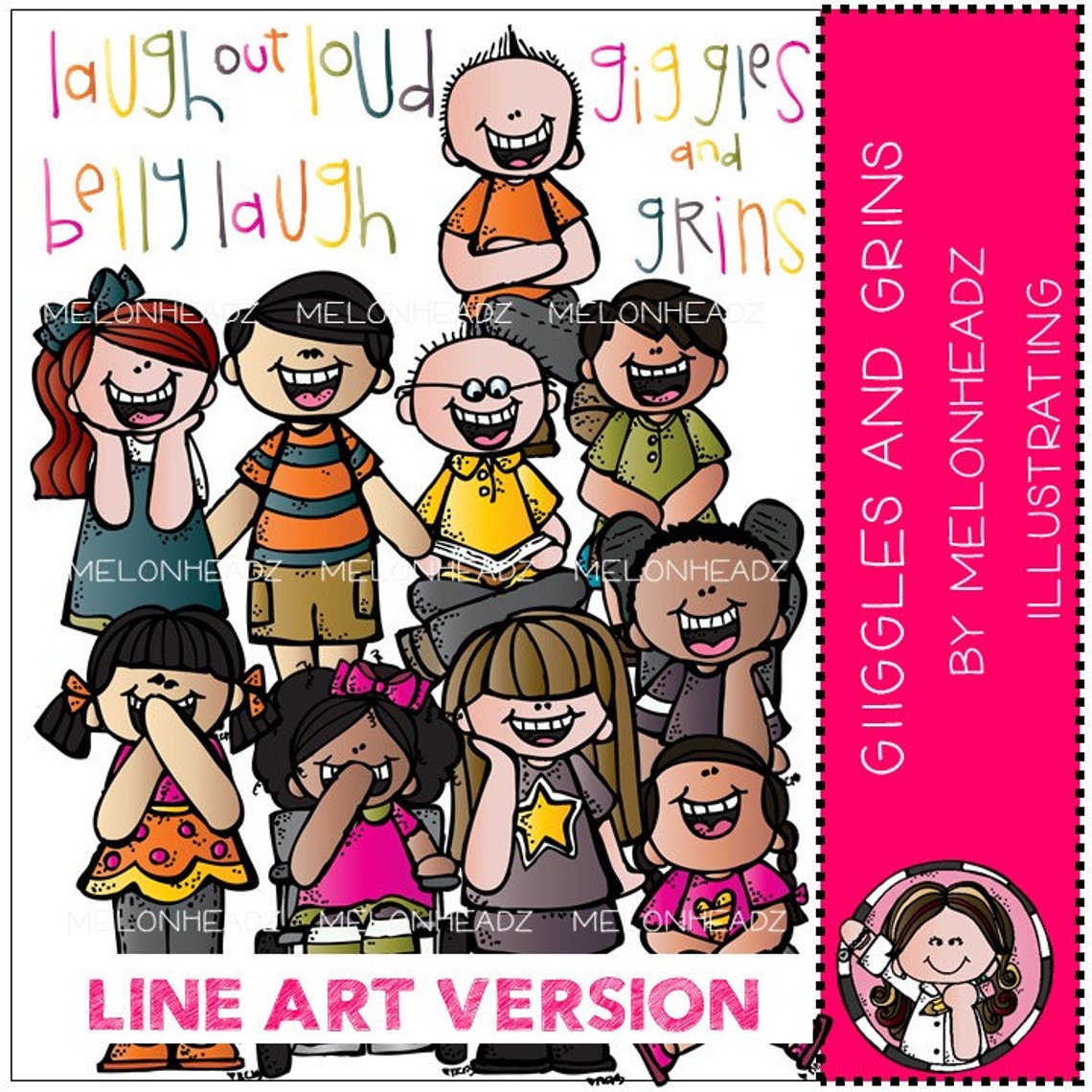 Giggles and Grins Clip Art LINE ART - Etsy