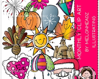 Monthly Clip Art LINE ART - Etsy