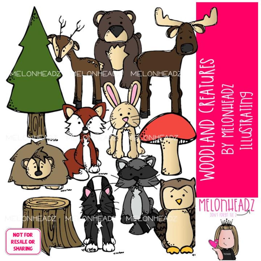 Woodland Creatures Clip Art 2020, Forest Animals COLORED Version - Etsy