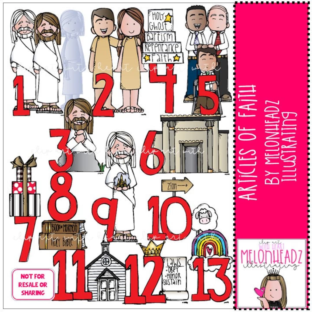 Articles of Faith Clip Art LDS COLORED by Melonheadz Illustrating - Etsy
