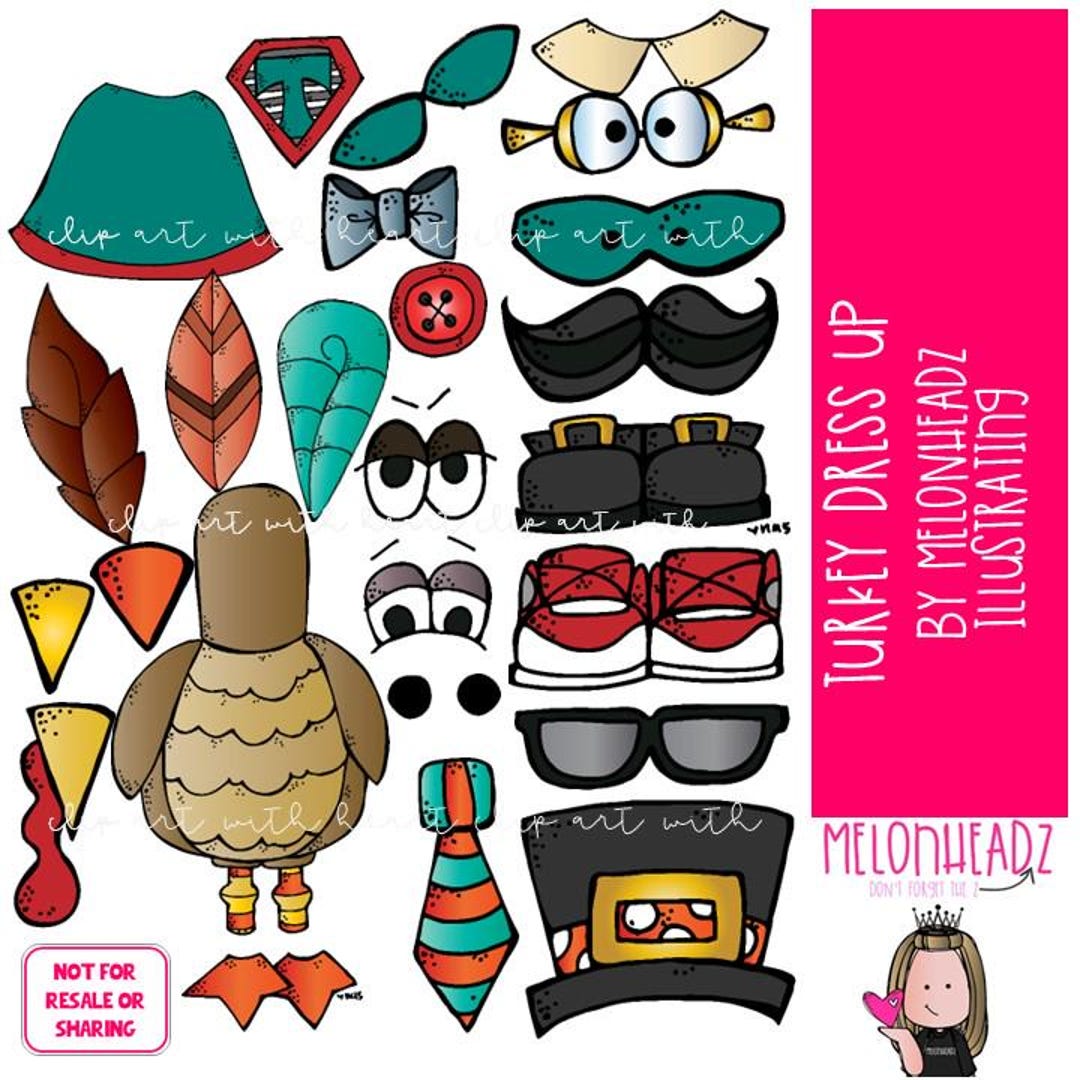 Turkey Dress up Clip Art COLORED - Etsy