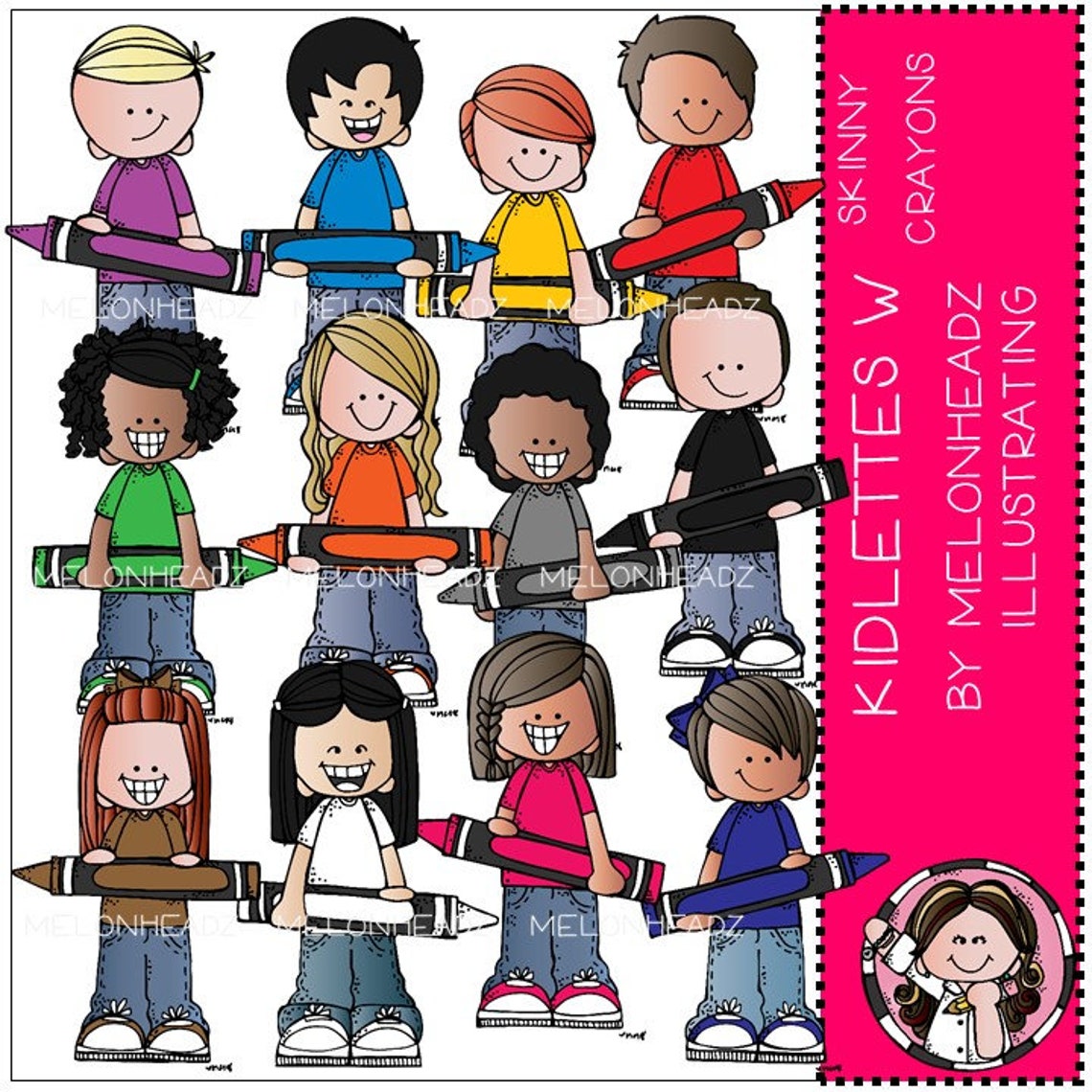 Kidlettes Clip Art With Skinny Crayons COMBO PACK | Etsy