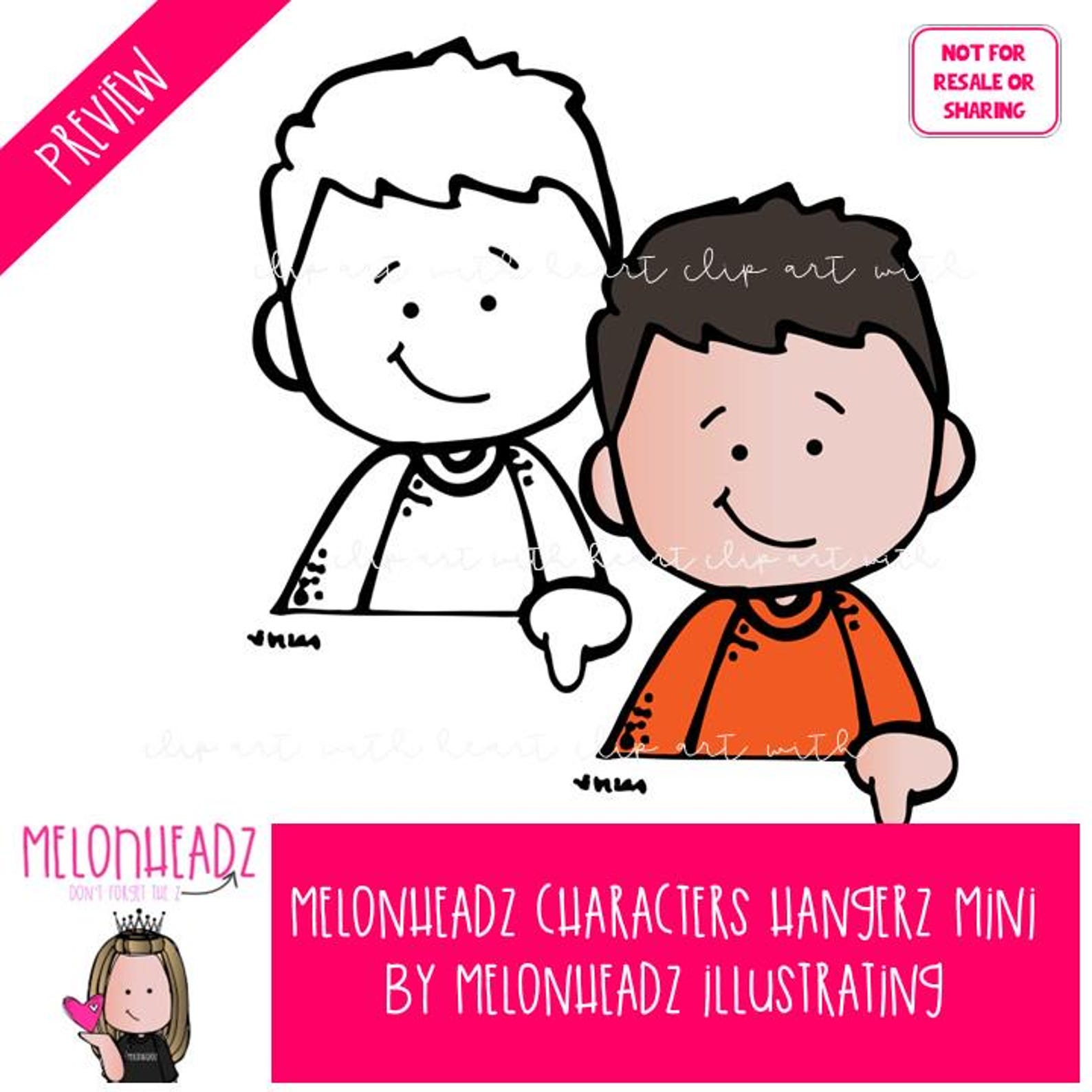 Melonheadz Character Clip Art, Hangerz, Toppers Mini - Etsy