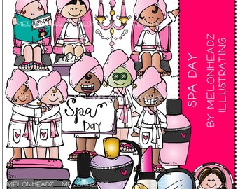Cute Little SPA Girls Blonde Black Hair Clip Art Set - Etsy