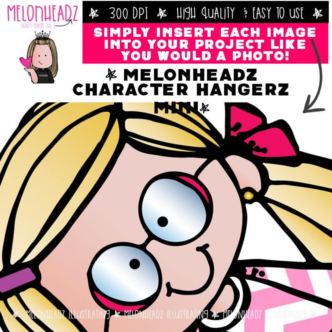 Melonheadz Character Clip Art, Hangerz, Toppers Mini - Etsy