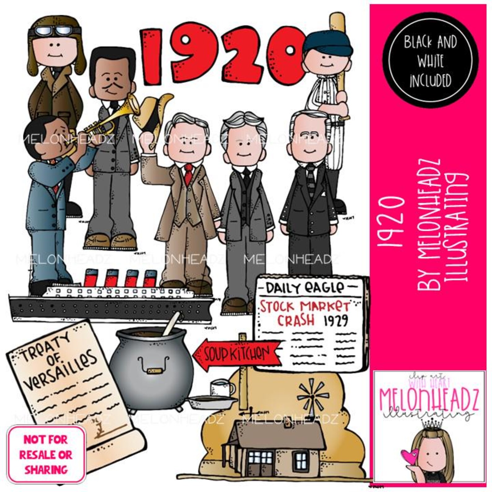 1920 Clip Art, Lusitania Clip Art, Historical Figures Clip Art COMBO ...