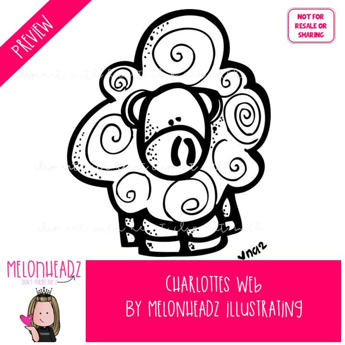 Charlotte's Web Clip Art, Book Companion, Literature LINE ART and B&W ...