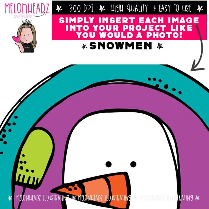 Snowmen Clip Art, Winter Clip Art Mini - Etsy