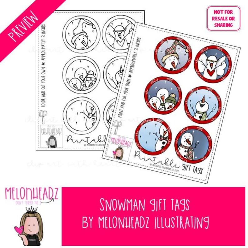 Snowman Gift Tags Clip Art, Printable, Christmas, Winter Mini - Etsy