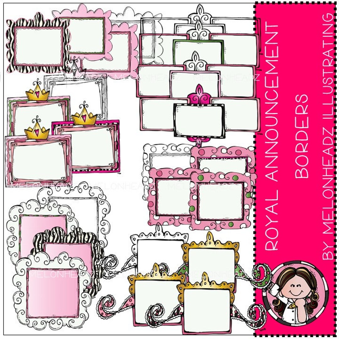 Royal Announcement Frames Clip Art - Combo Pack - Etsy