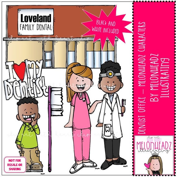 Dentist Office Clip Art Melonheadz Characters Mini | Etsy