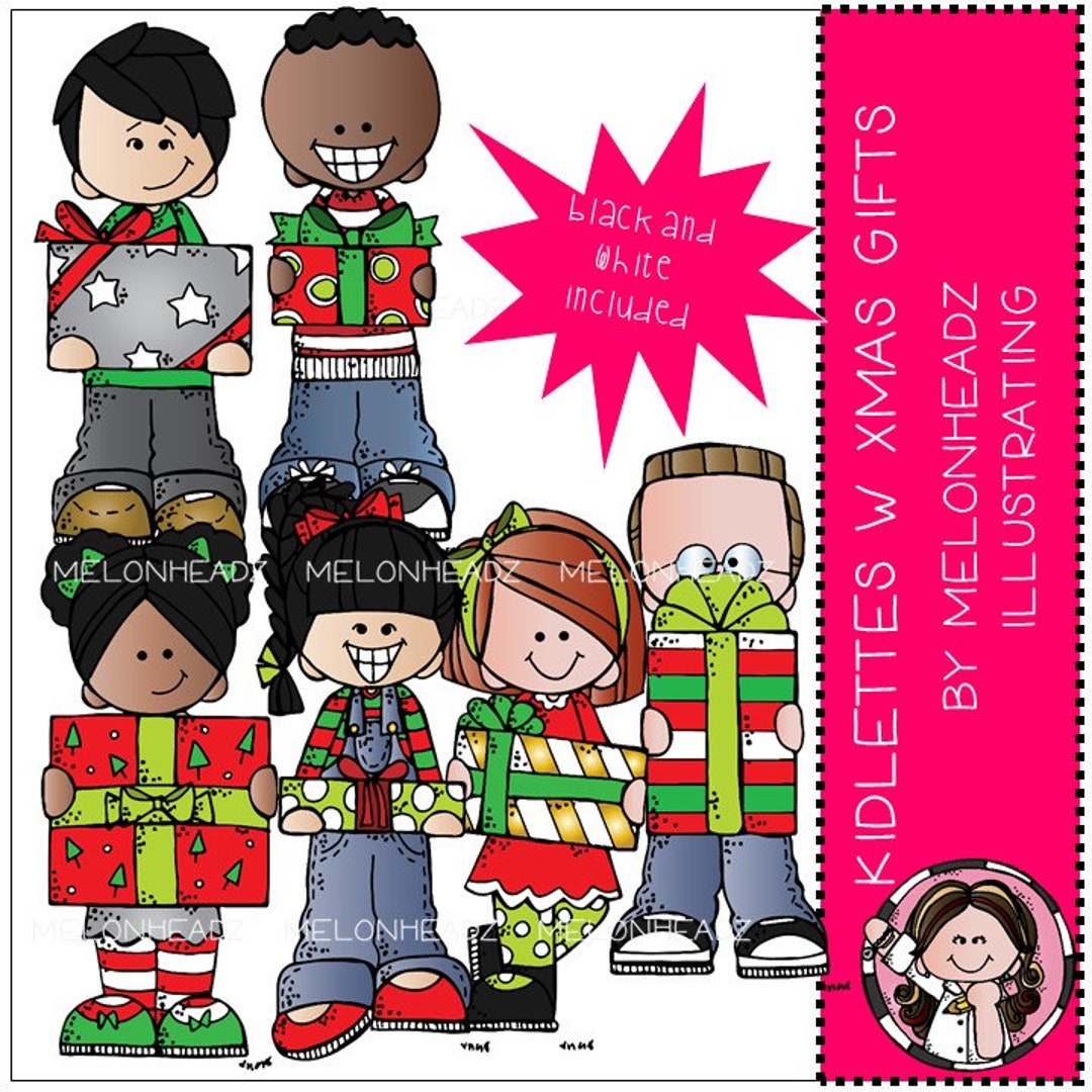 Kidlettes With Christmas Gifts Clip Art - Mini - Etsy