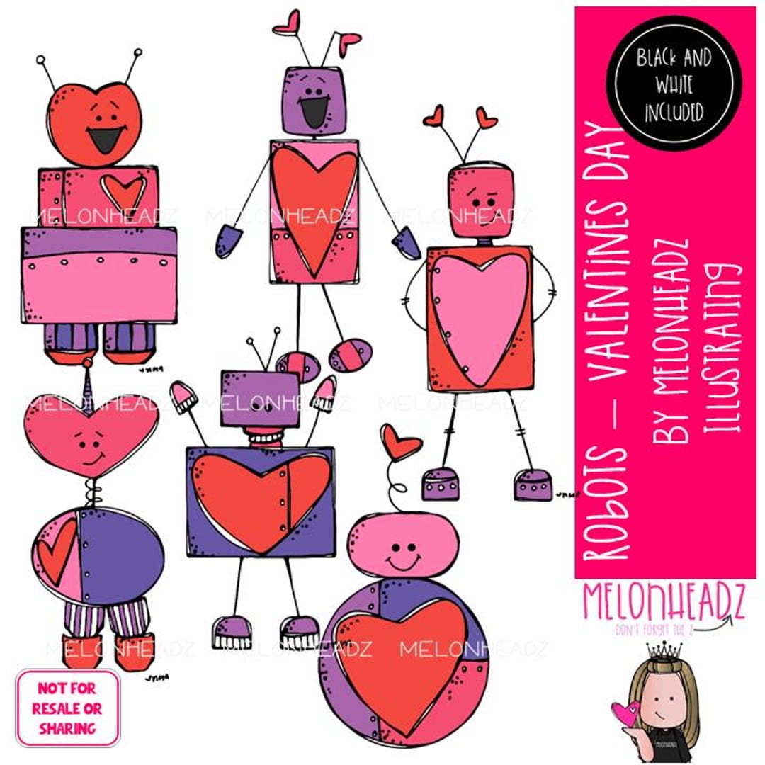 Robots Clip Art - Valentines Day - Mini - Etsy