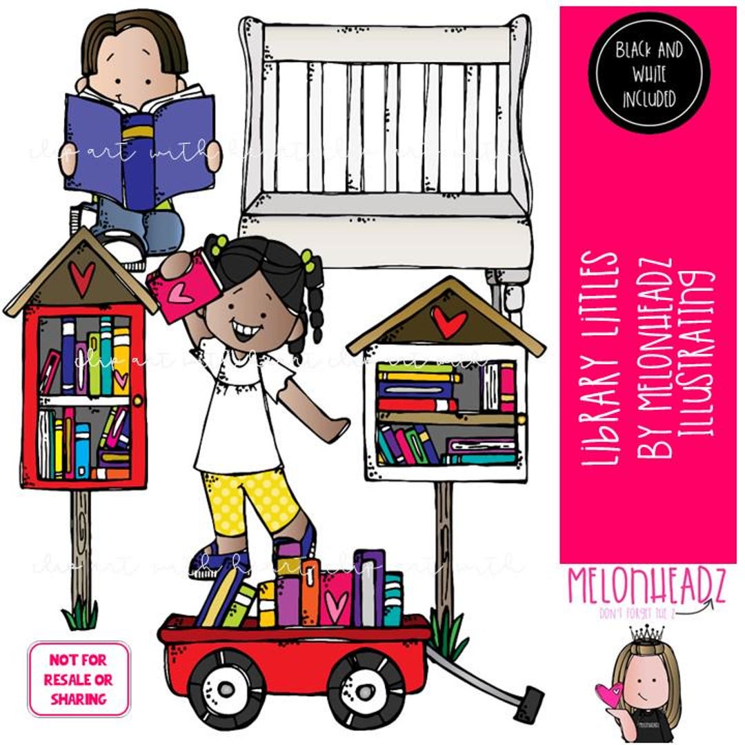 Library Littles Clip Art, Reading Clip Art, Book Clip Art Digi Stamps ...