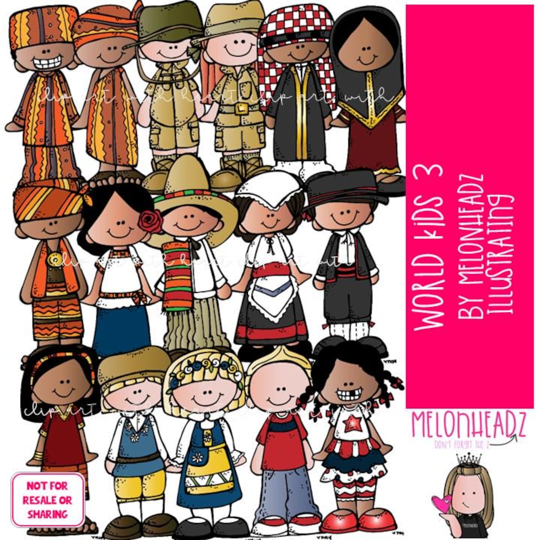 World Kids Clip Art Part 3, Around the World Clip Art COLORED Version ...