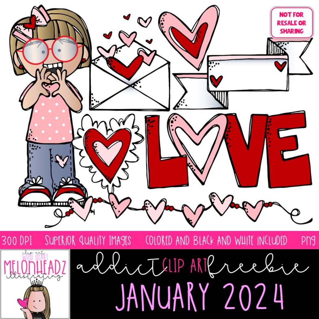 Melonheadz Addict Clip Art Digi Stamp January Set 2025 Mini - Etsy