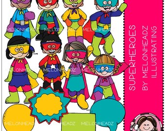 Superheroes Clip Art - Etsy UK