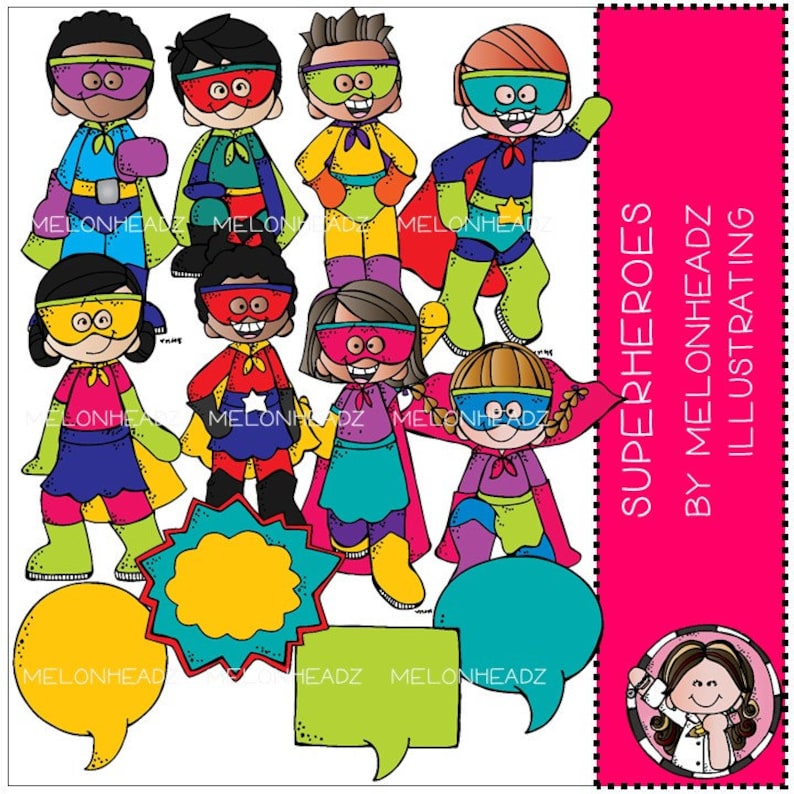 Superheroes Clip Art COMBO PACK by Melonheadz - Etsy