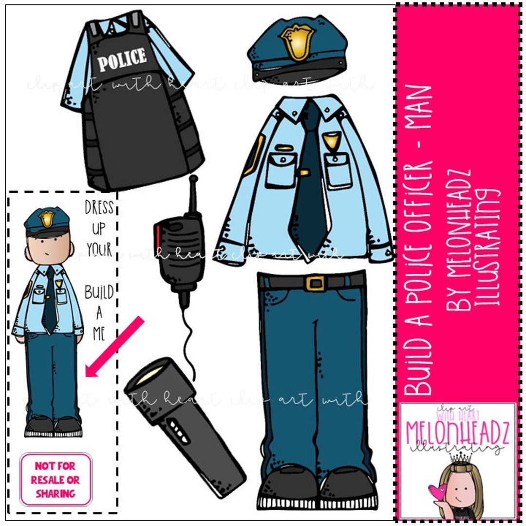 Build-a-police Officer Clip Art - Build-a-me Man - Mini - Etsy