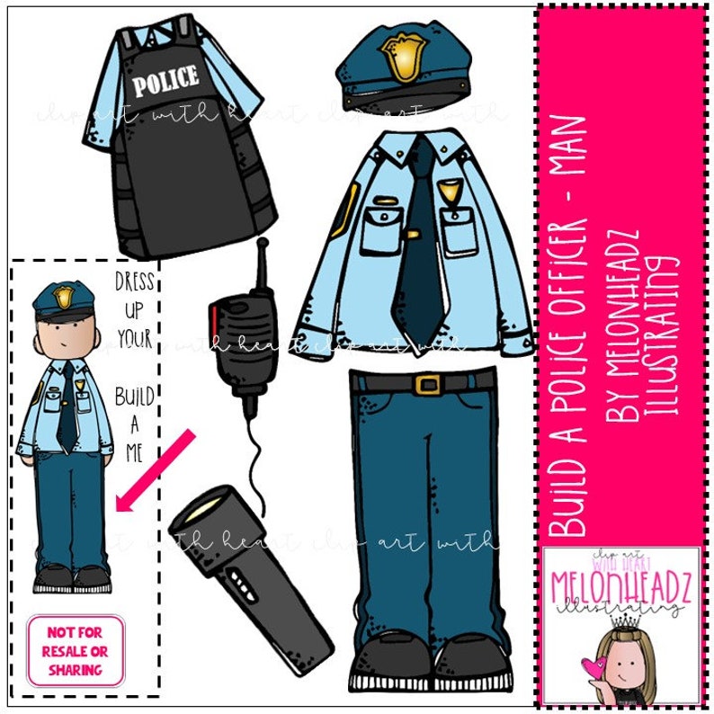 Build-a-police Officer Clip Art Build-a-me Man Mini - Etsy