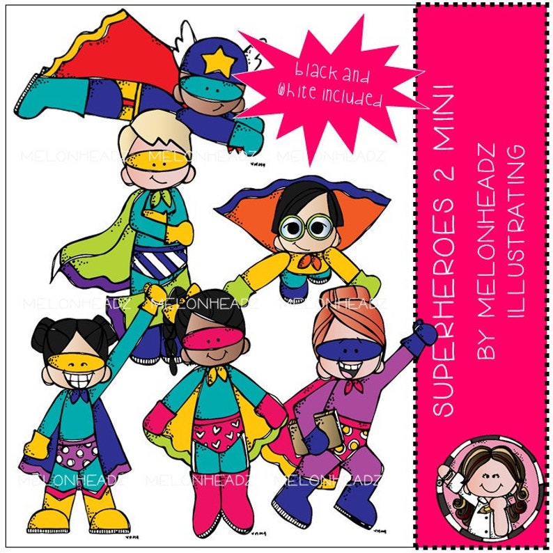 Superhero clip art Set 2 Mini | Etsy