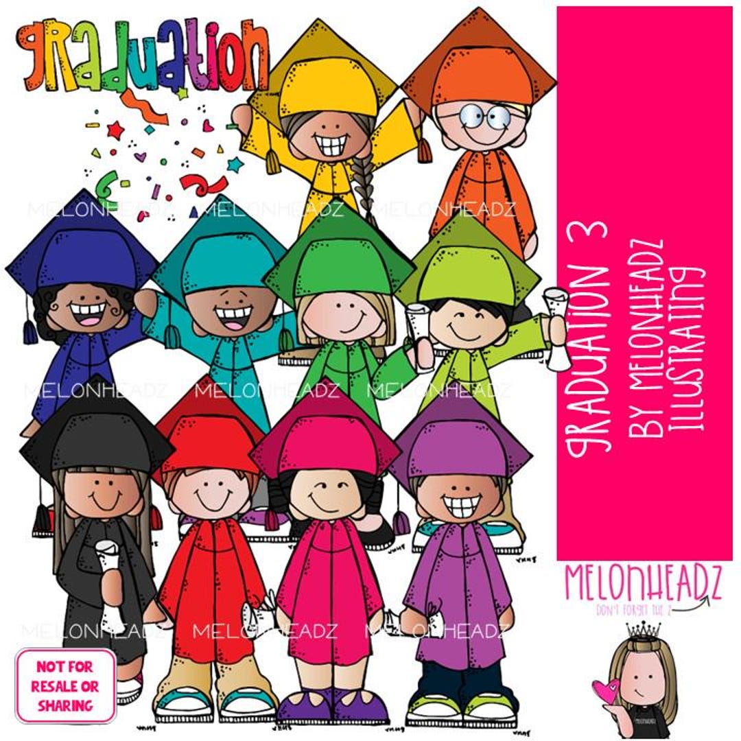 Graduation 3 Clip Art, Commencement, Confetti COLORED Version - Etsy