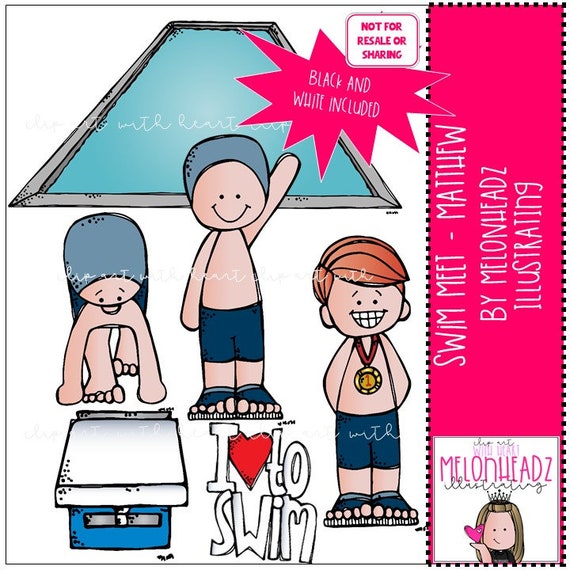 Swim Meet Clip Art Matthew Mini | Etsy