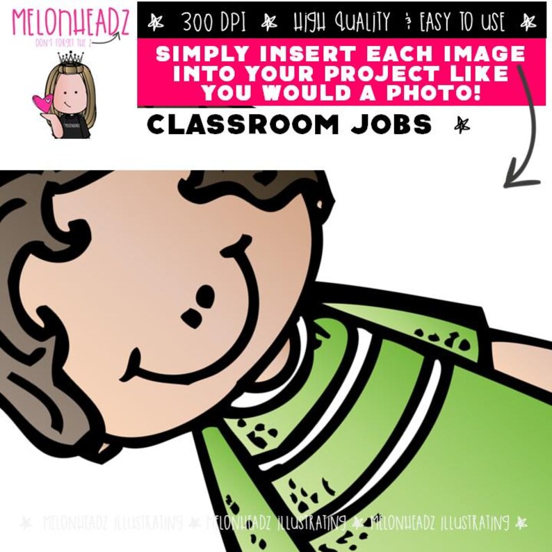 Classroom Jobs Clip Art, School, Kidlettes COMBO PACK - Etsy