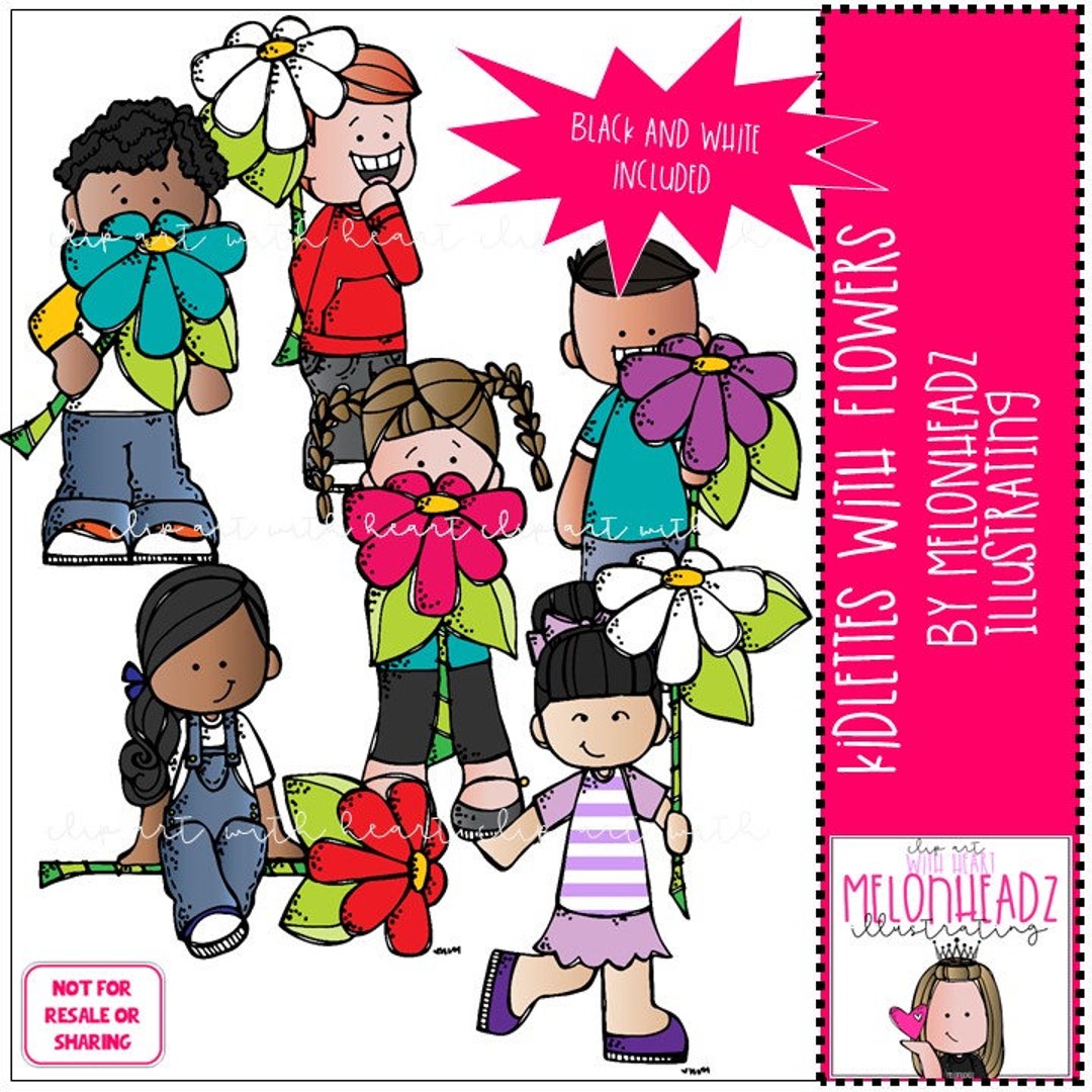Kidlettes With Flowers Clip Art - Mini - Etsy