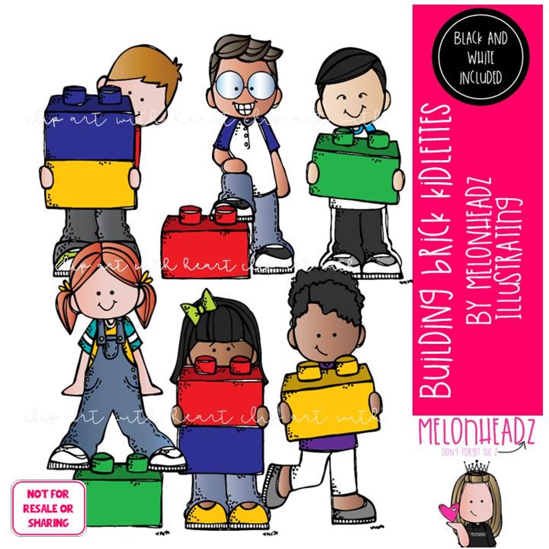 Building Brick Kidlettes Clip Art, Math, Construction Bricks Mini - Etsy