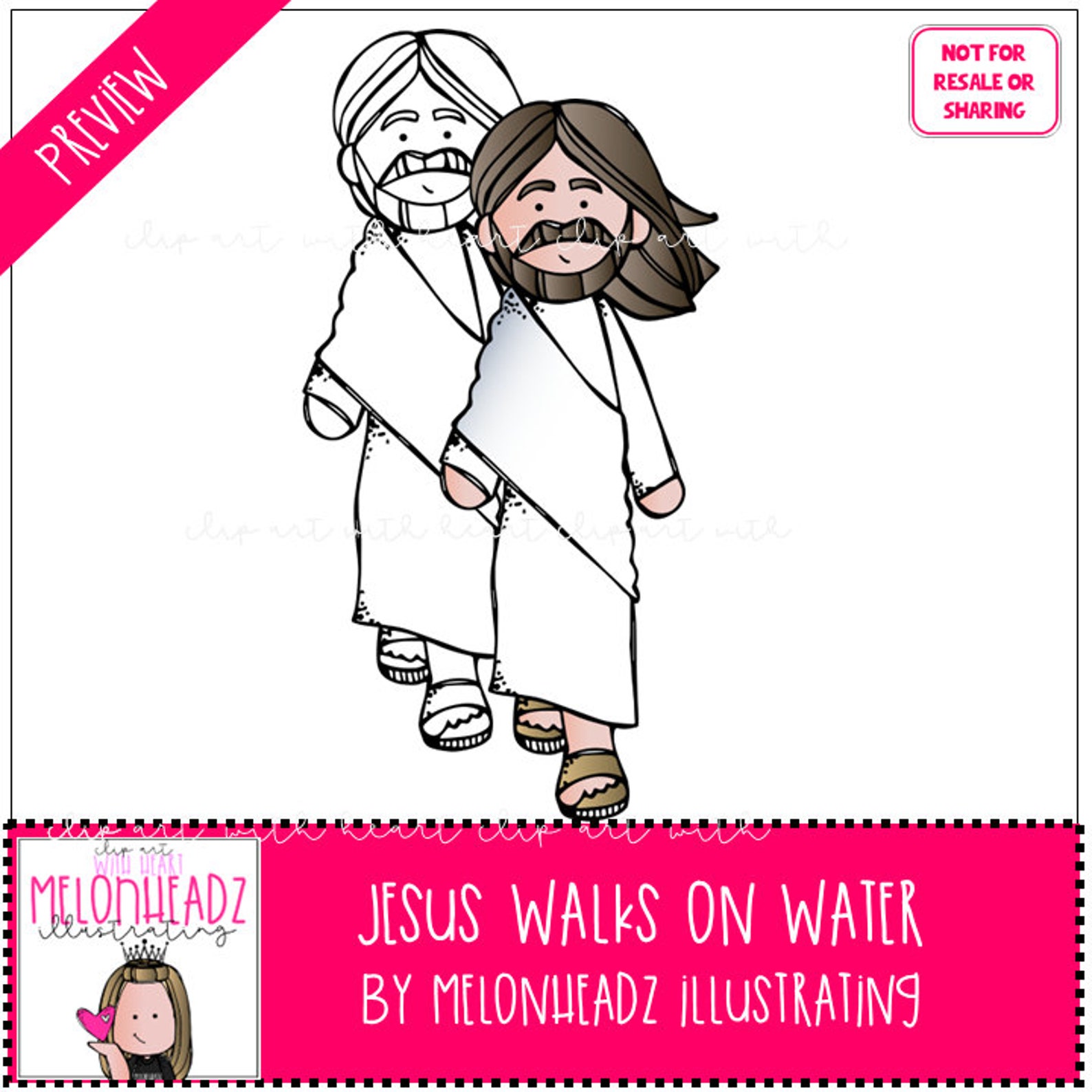 Jesus Walks on Water Clip Art - Mini - Bible - Etsy