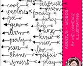 Arrow Clip Art Words Line Art - Etsy