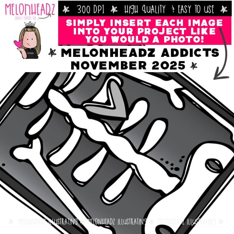 Melonheadz Addicts November 2025 Clip Art, Alphabet Mini - Etsy Canada