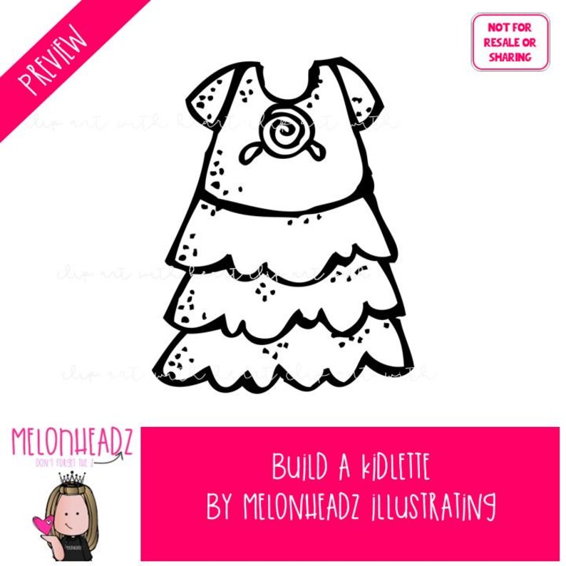 Build A Kidlette Clip Art, Digital Paper Doll, Body BLACK AND WHITE - Etsy