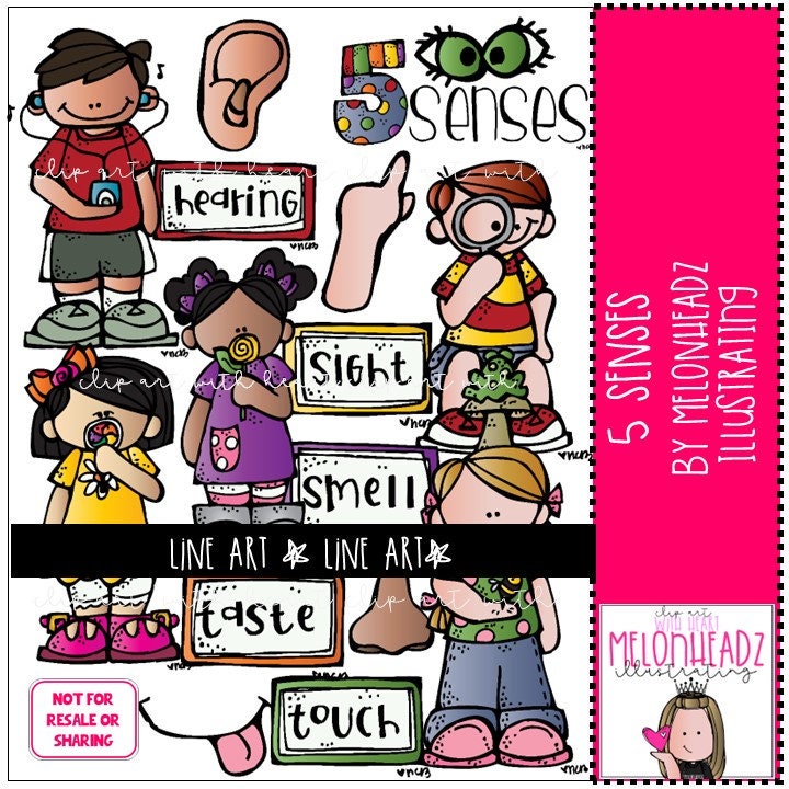 5 Senses Clip Art Digi Stamps LINE ART - Etsy