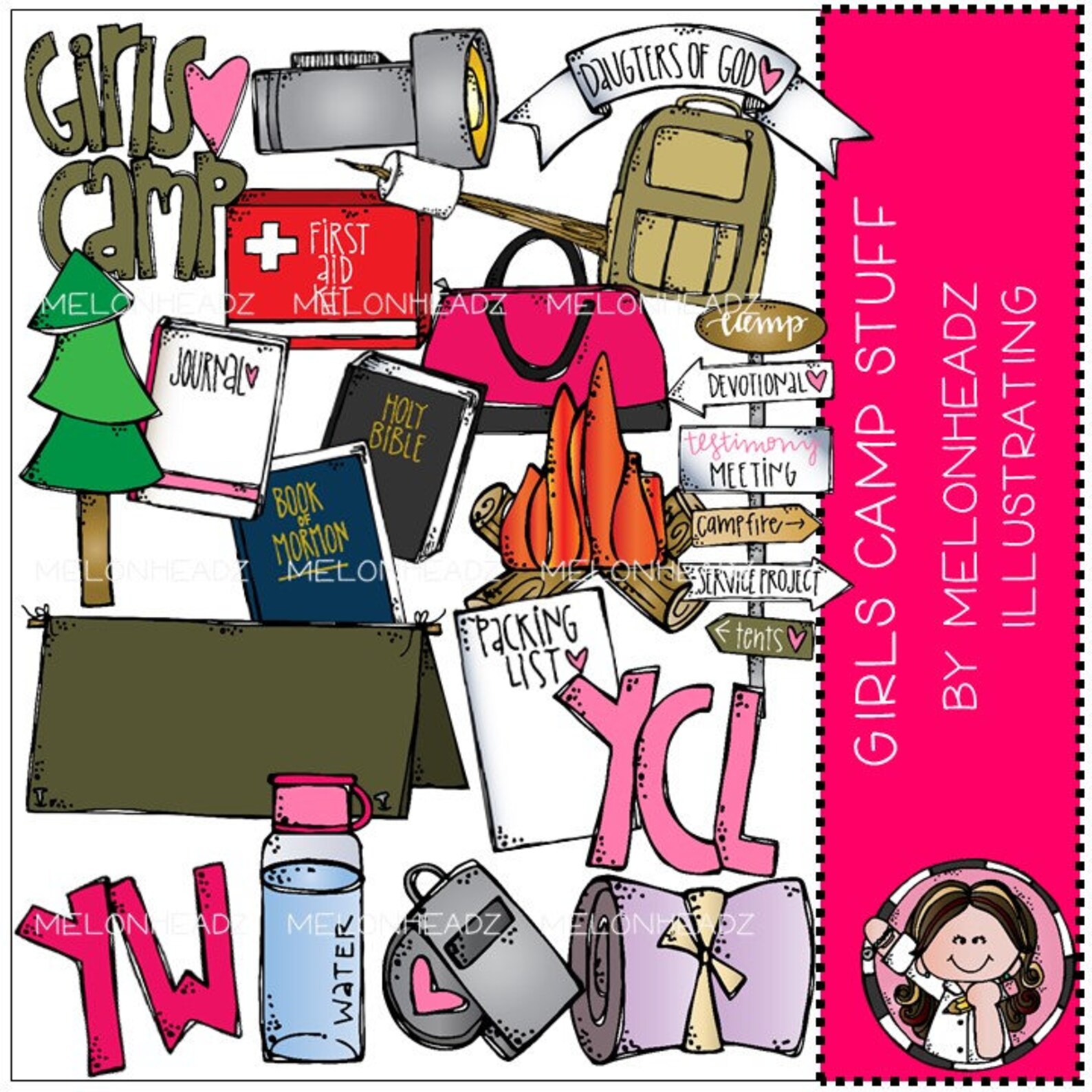 Girls Camp Stuff Clip Art LDS COMBO PACK - Etsy