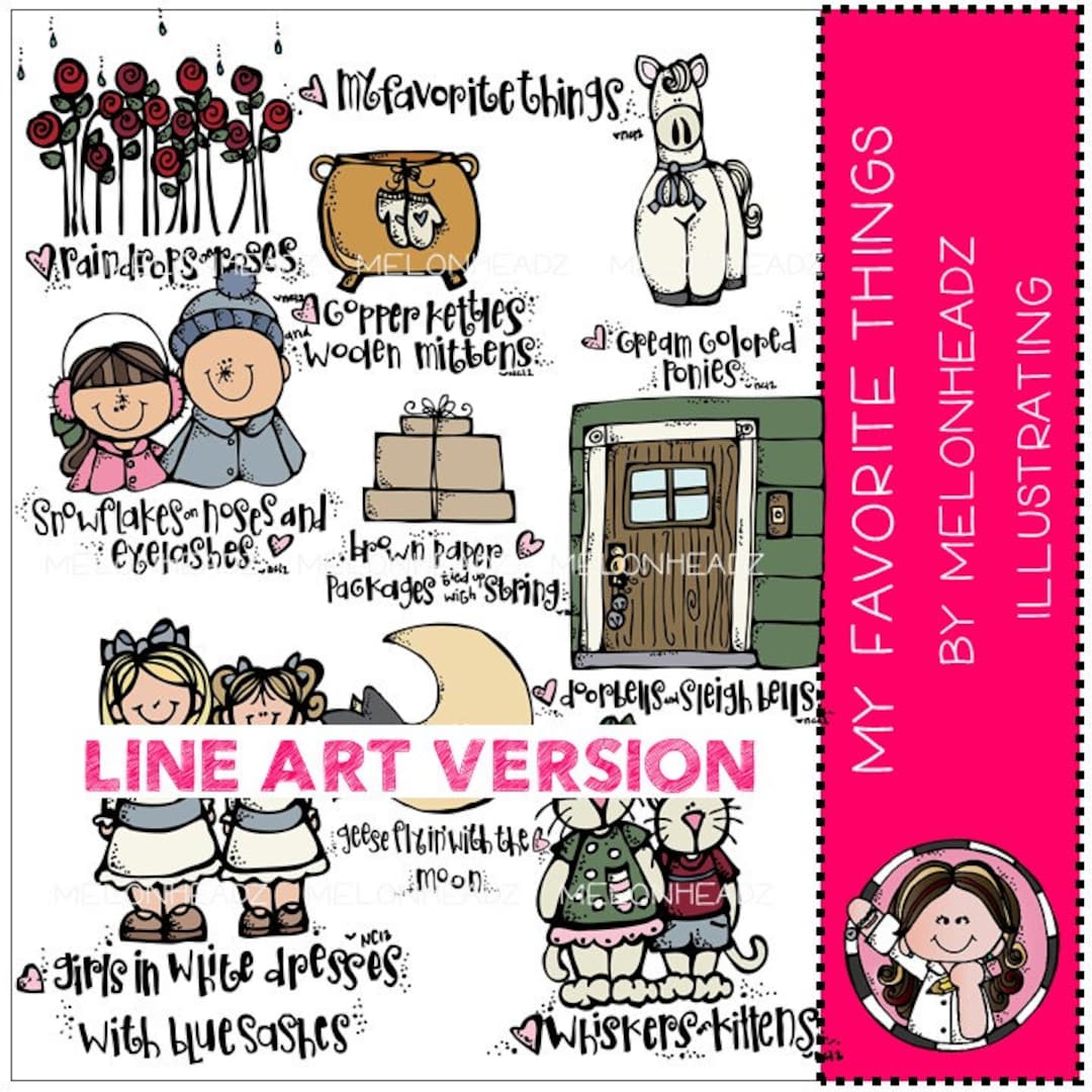 My Favorite Things Clip Art - LINE ART - Etsy