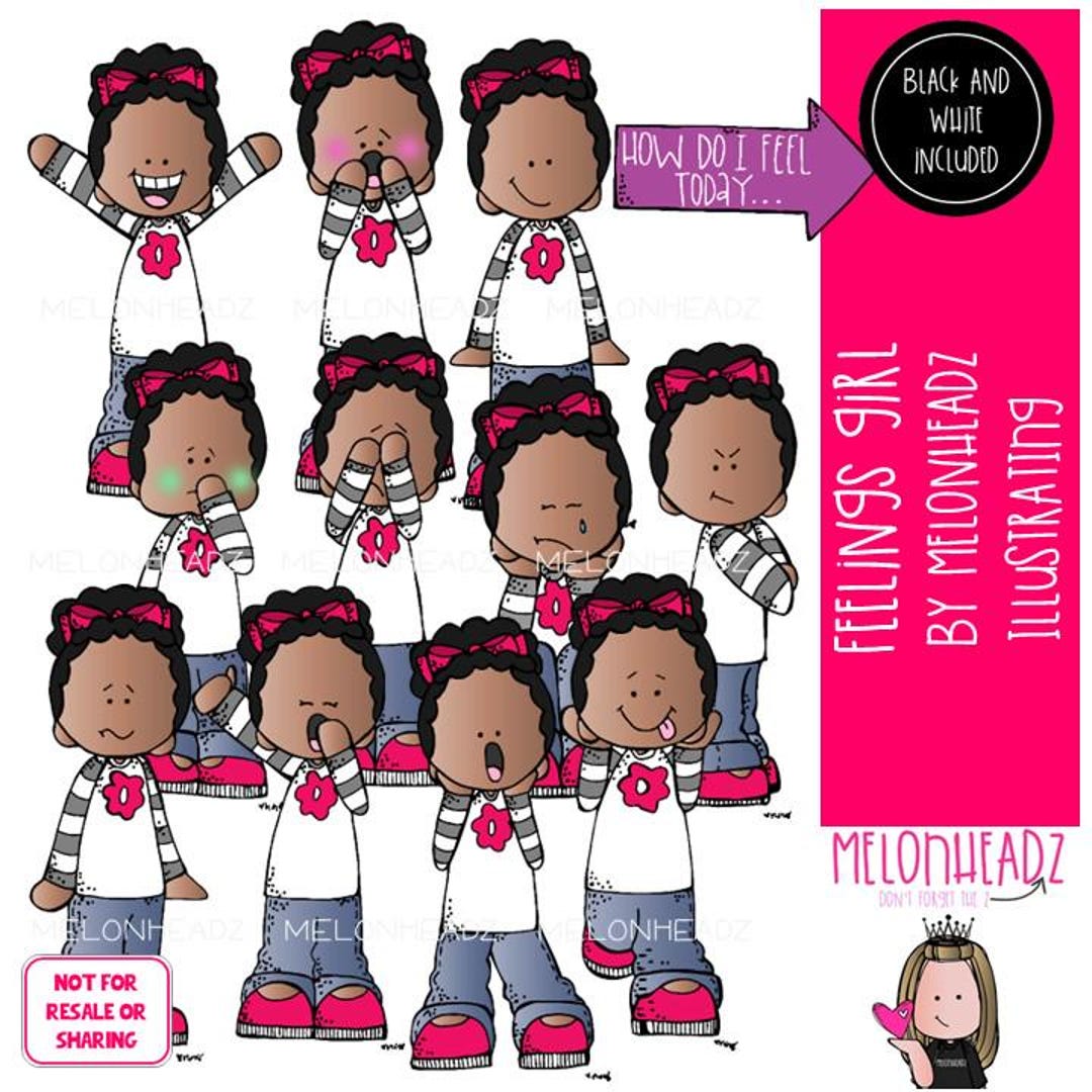 Feelings Clip Art, Expressions, Emotions, Girl COMBO PACK - Etsy