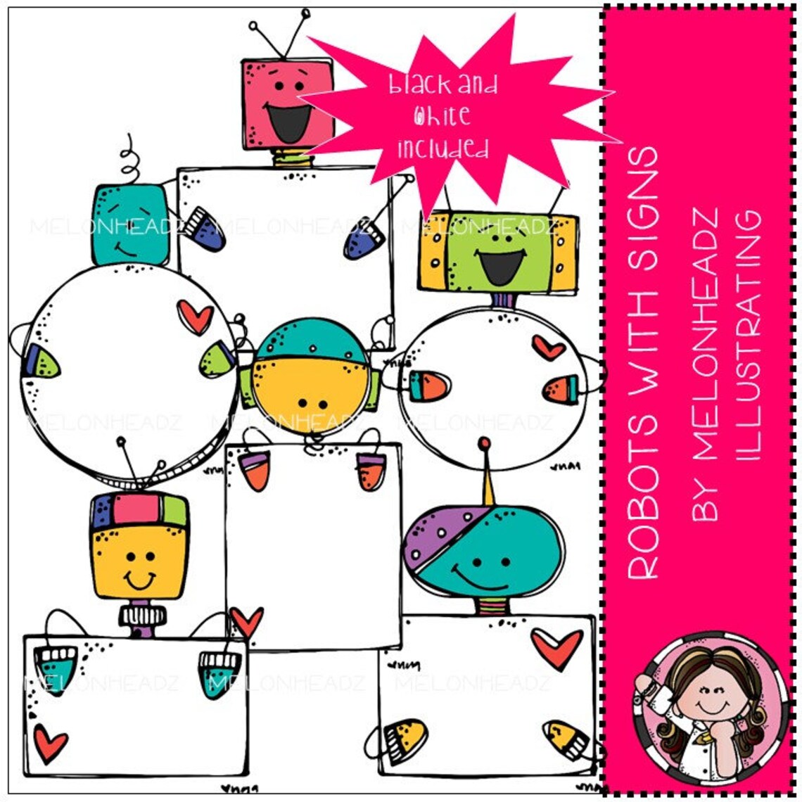 Robots Clip Art With Signs Mini - Etsy