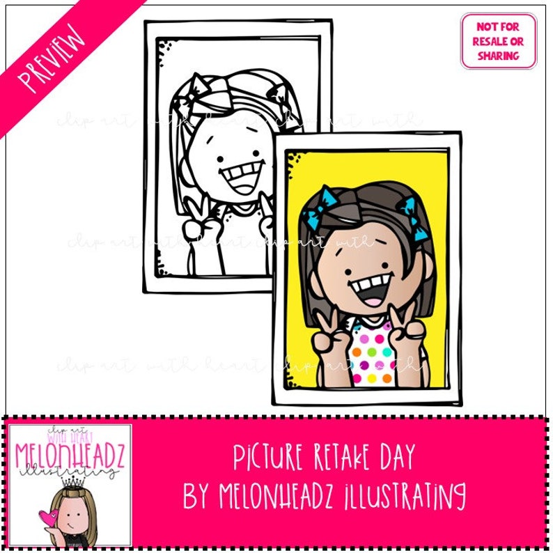Picture Retake Day Clip Art Mini Melonheadz Clipart - Etsy
